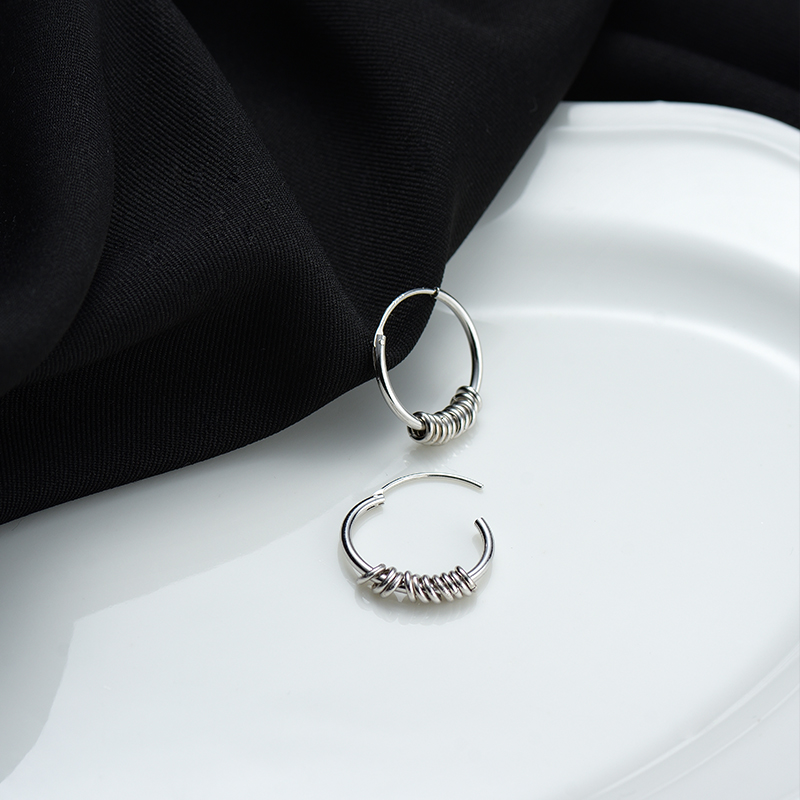 日韩S925纯银耳环耳圈INS风简约个性小圆环女耳扣圈圈圆圈大耳环_虎窝淘