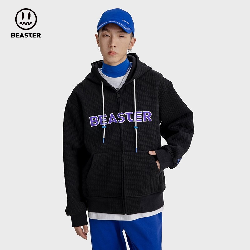 BEASTER重磅350g官方小恶魔国潮潮流鬼脸情侣连帽卫衣外套帽衫男_虎窝淘