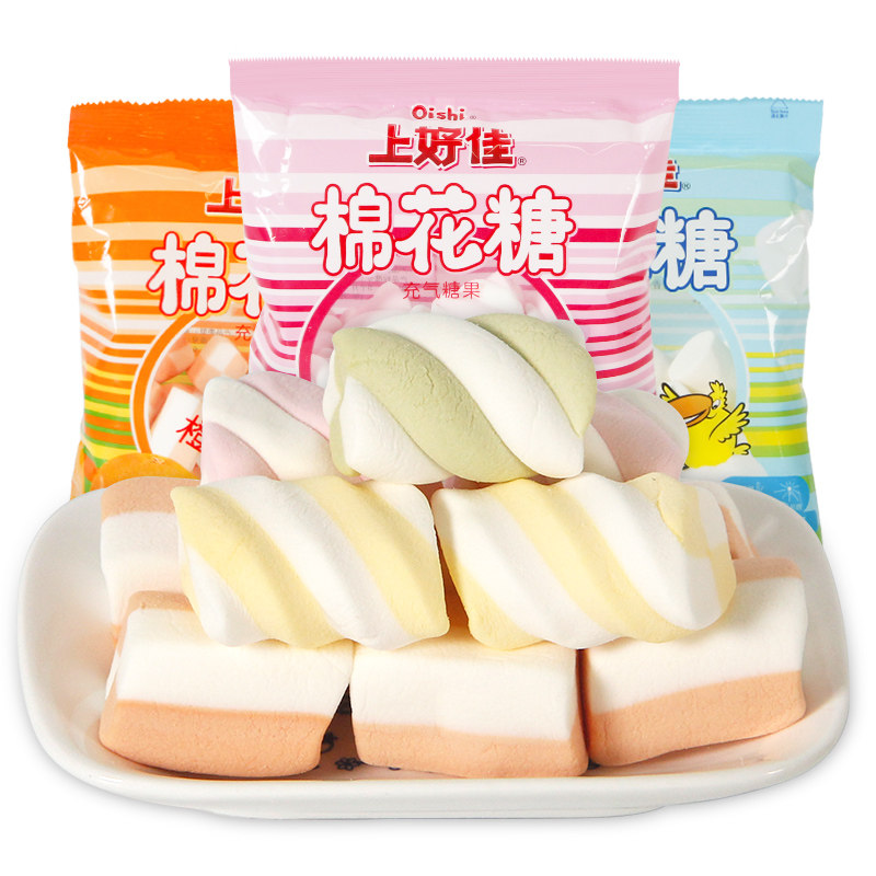 【全店满35包邮】上好佳棉花糖80g*3包儿童零食水果味彩色棉花糖_虎窝淘