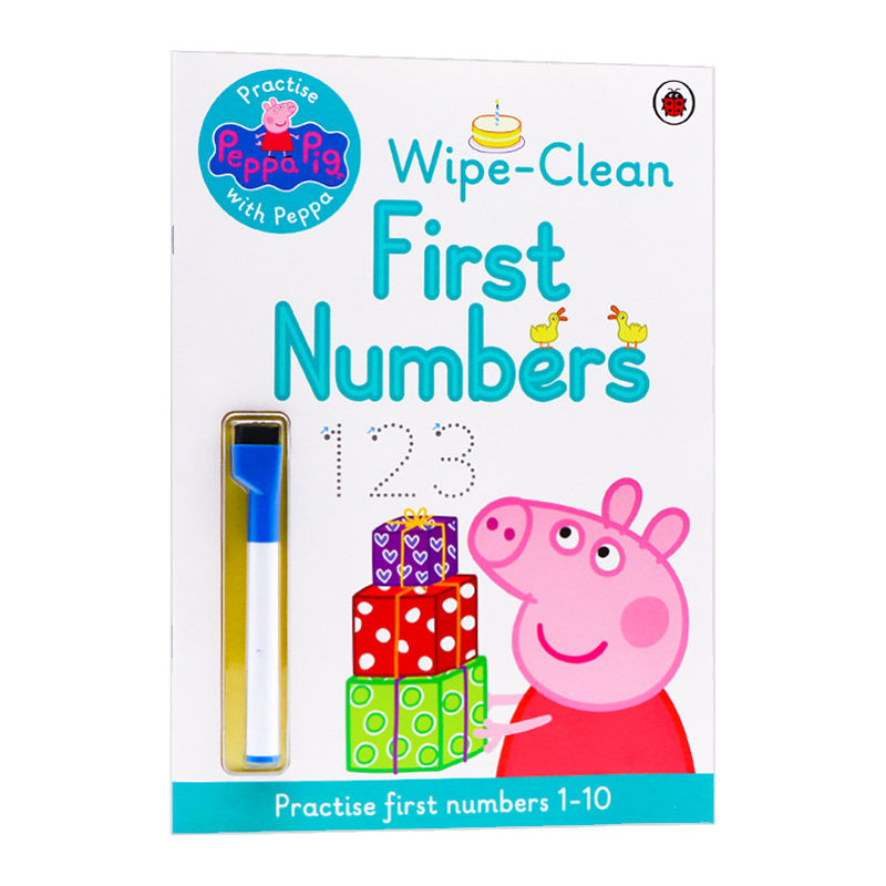 Peppa Pig Wipe Clean Numbers英文原版粉红猪小妹小猪佩奇擦擦书数字123可擦写英文练习册英文版进口原版英语书籍儿童 ...