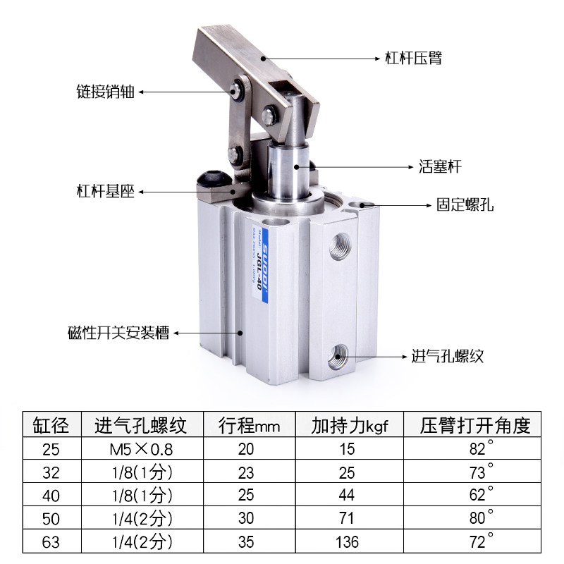 JGL杠杆气缸 ALC夹紧摇臂气缸 25/32/40/50/63空压夹具气缸T5R K_虎窝淘