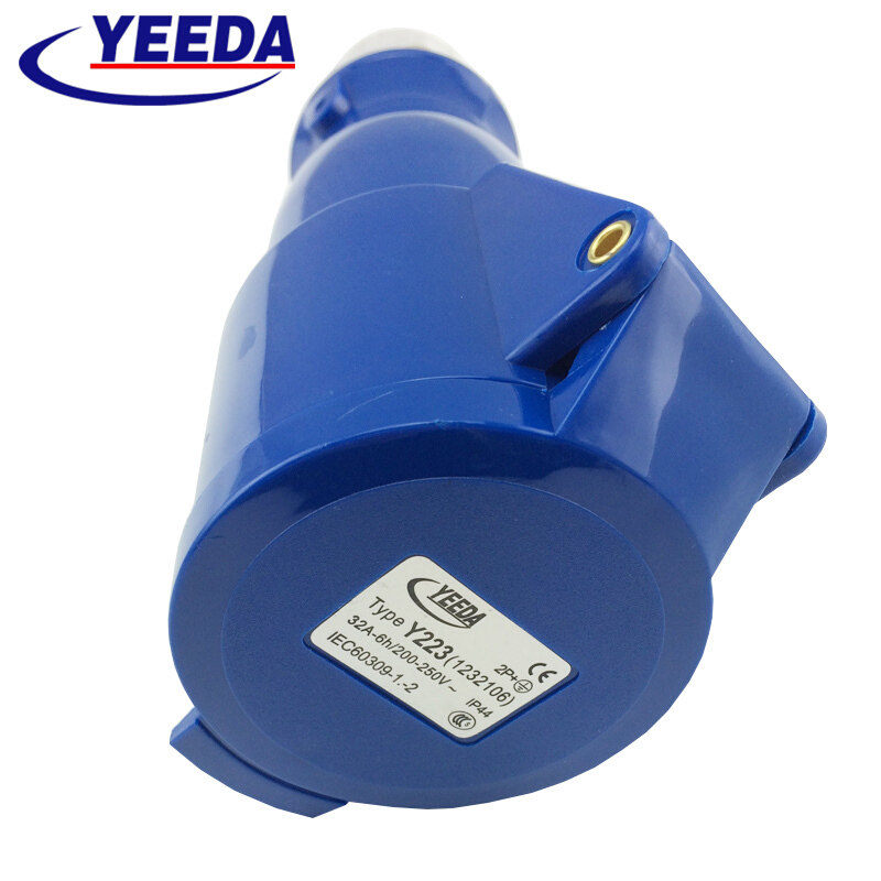 YEEDA怡达32A工业连接器 IP44 2P+E(单相三芯)防水航空插头插座_虎窝淘