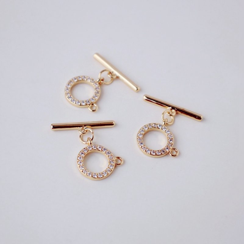 14K包金镀金保色镶锆圆形带挂OT扣diy手工串珠珍珠手链项链链接扣_虎窝淘