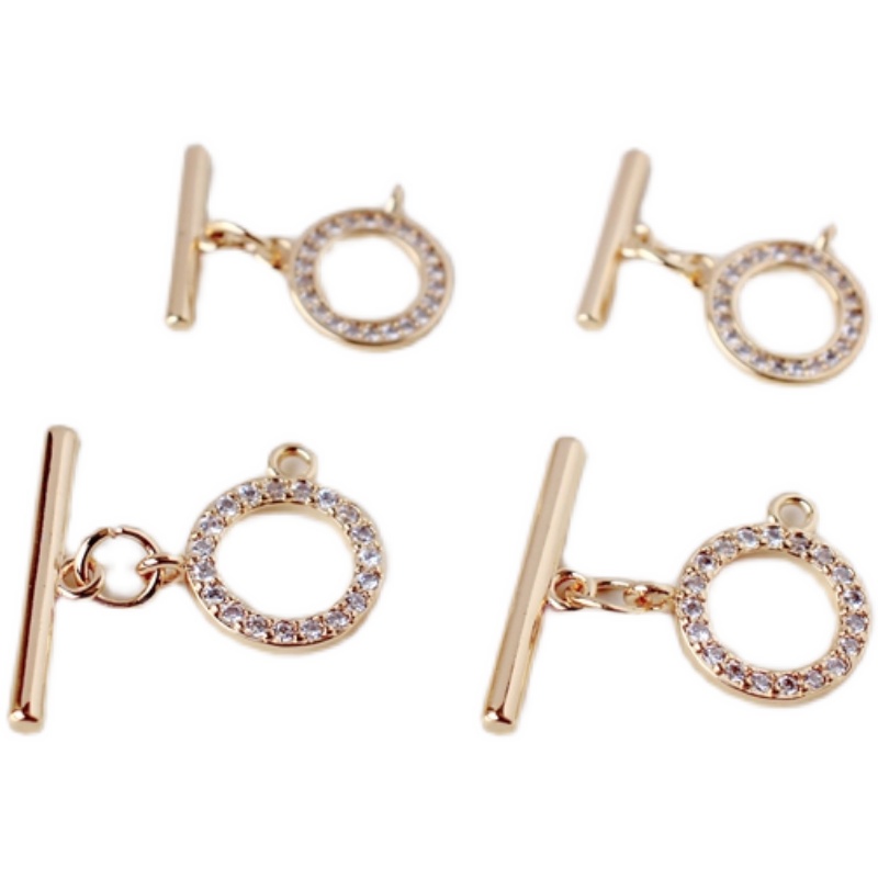 14K包金镀金保色镶锆圆形带挂OT扣diy手工串珠珍珠手链项链链接扣_虎窝淘