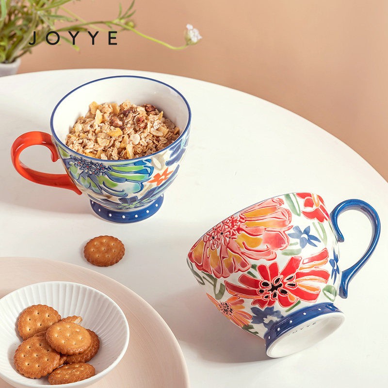 JOYYE马克杯子大容量水杯女高颜值礼物盒陶瓷燕麦杯麦片杯早餐杯_虎窝淘