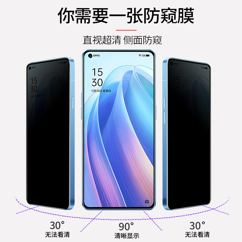 适用oppoReno7钢化膜防窥oppoReno7pro全屏覆盖opporeno7se防窥膜oppo防偷窥Reno7手机膜Reno7pro玻璃Reno7se_虎窝淘