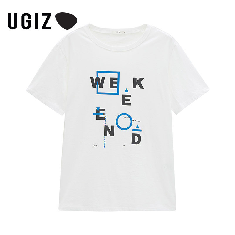 UGIZ夏季新款韩版女装时尚休闲圆领短袖字母T恤女UBTC626-5_虎窝淘