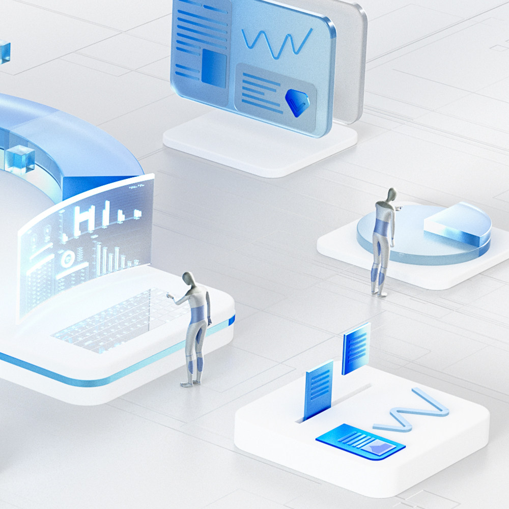 C4D场景模型数据微软智能平台UI科技OC玻璃材质web登录界面含PSD_虎窝淘