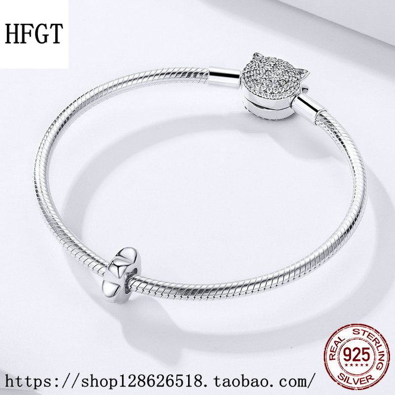 HFGT新款S925纯银梅花银隔珠镀白金时尚串珠手链硅胶银饰品配件_虎窝淘