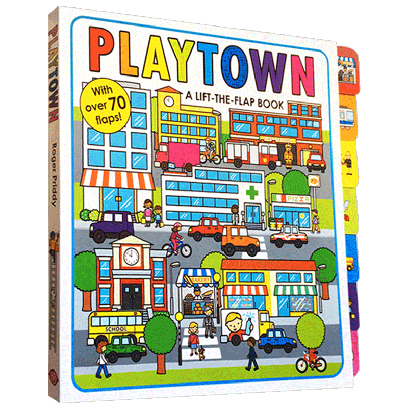 Playtown A Lift-the-Flap Book游戏小镇英文原版绘本大开本纸板书翻翻书 Roger Priddy进口英语儿童启蒙书籍 ...
