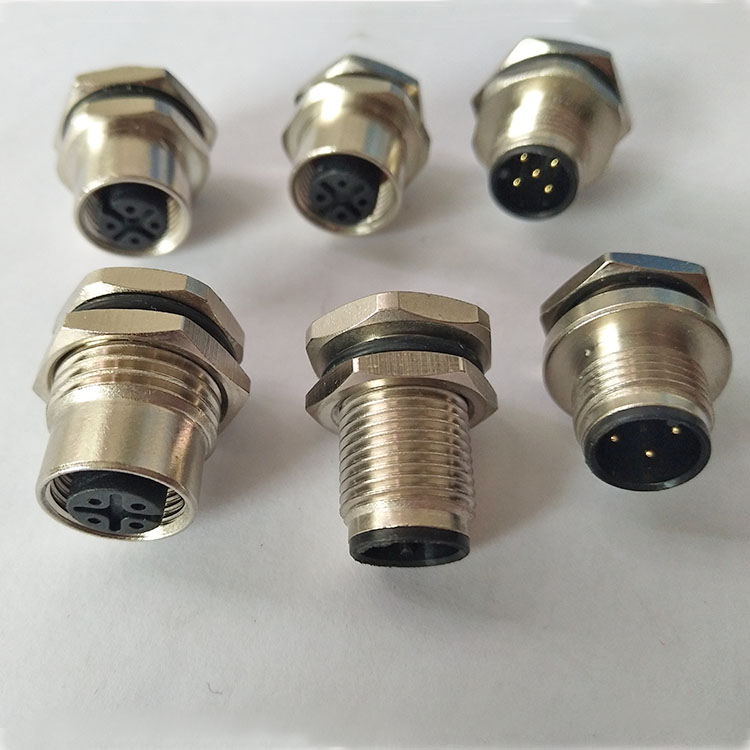 航空插头m12线束4芯5针6孔8P17芯户外连接器传感器插座L型防水线_虎窝淘