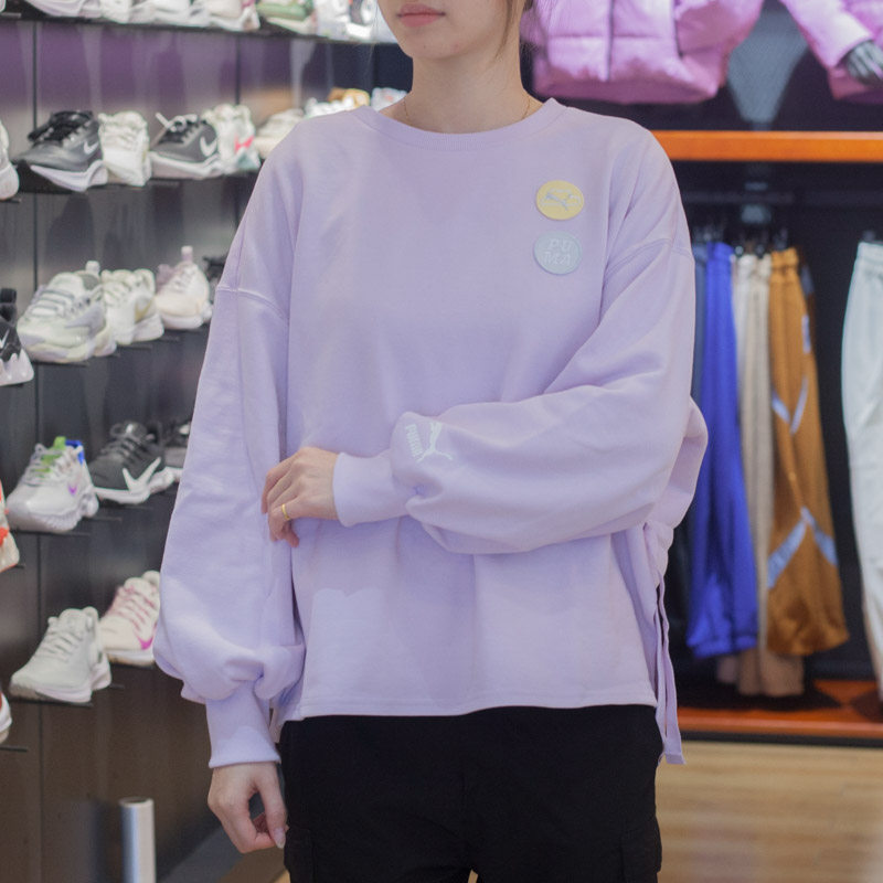 PUMA彪马卫衣女2022春新款运动休闲针织宽松圆领套头衫 536095-17_虎窝淘