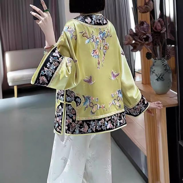 New Chinese -style top butterfly love flower full embroidery improved ...