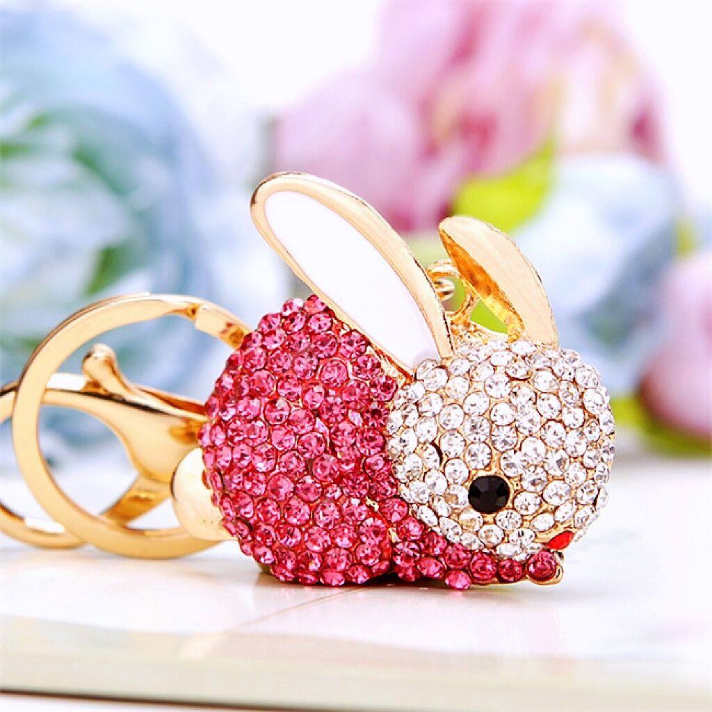 水钻生肖小兔子汽车钥匙扣女韩国可爱创意包挂件钥匙链圈挂饰礼品_虎窝淘
