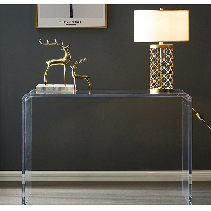 亚克力透明桌子笔记本电脑桌有机玻璃U梳妆桌欧式现代化妆台定做_虎窝淘