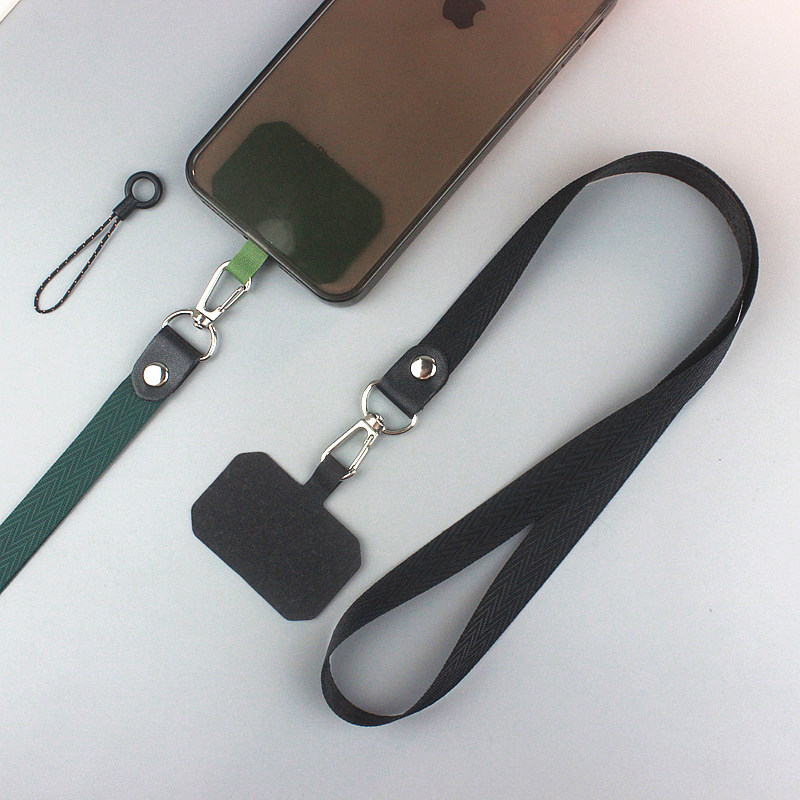 百搭黑色手机挂绳男女款挂脖手机绳背贴夹片高级创意手机链可拆卸_虎窝淘