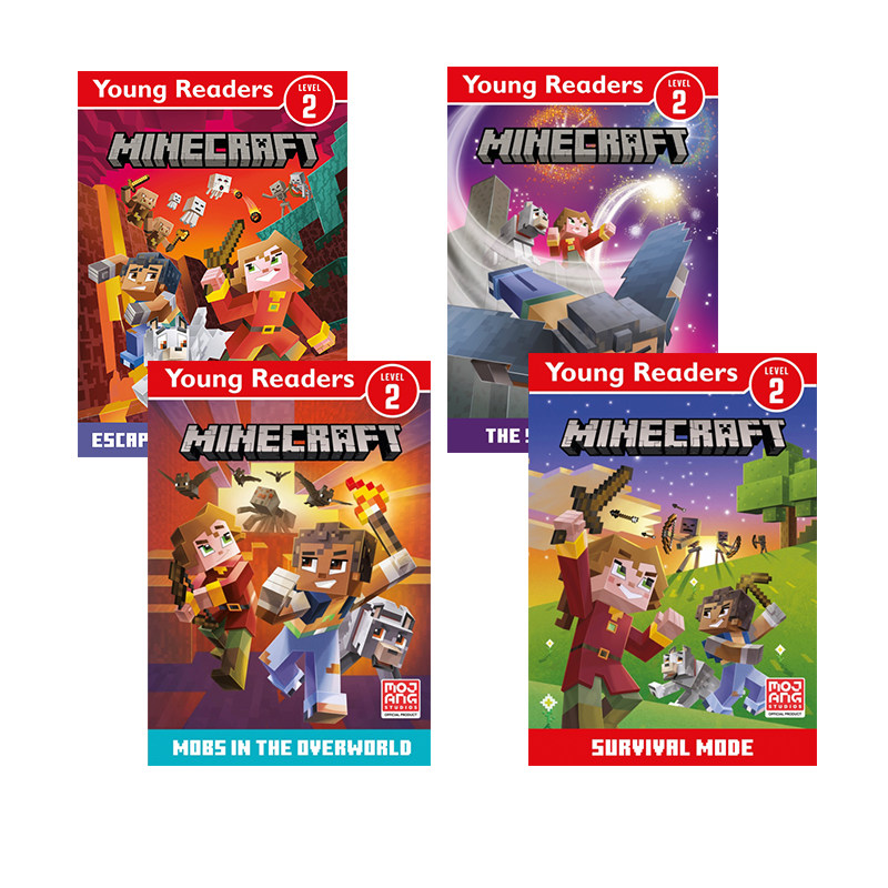 预售我的世界分级读物2级英文原版 Minecraft Young Readers Level 2 4册儿童冒险游戏故事书_虎窝淘