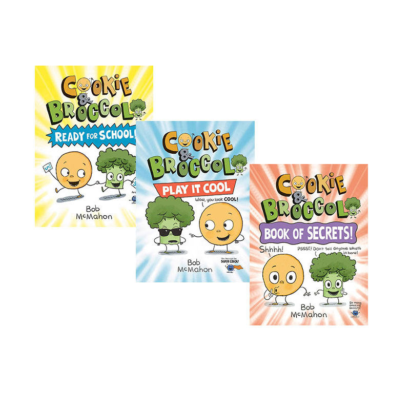 英文原版 Cookie and Broccoli 3册全彩漫画绘本图画书友谊故事图像式章节小说书小学英语课外阅读_虎窝淘