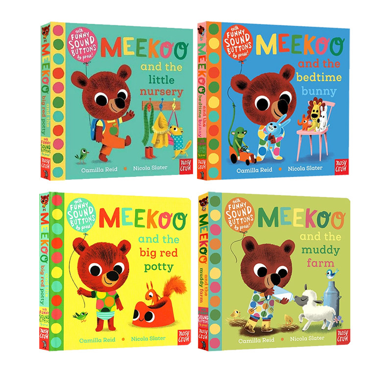 预售英文原版 Meekoo and the Bedtime Bunny发音书4册纸板书触摸书儿童启蒙认知益智读物大嘴鸟出品 Nosy Crow_虎窝淘