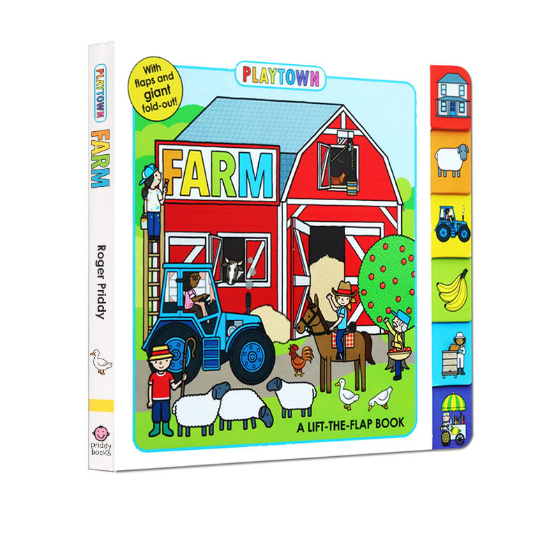 Playtown系列 Farm A Lift-the-Flap book 纸板翻翻书 边玩边学 幼儿启蒙绘本童书 儿童绘本 撕不烂纸板书_虎窝淘