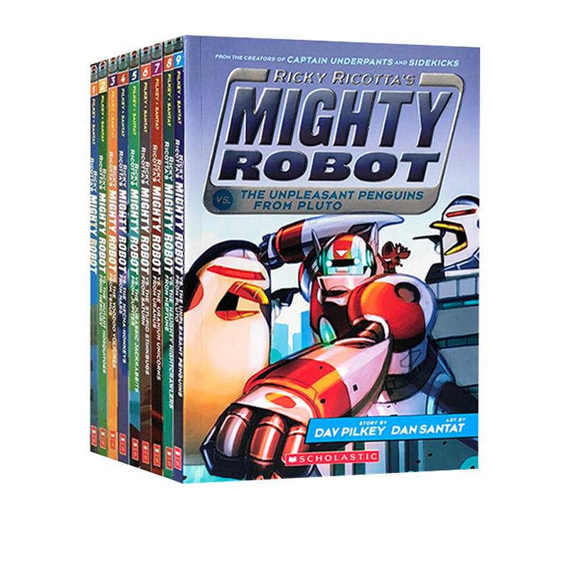 英文原版 Ricky Ricotta's Mighty Robot威猛机器人9册内裤超人队长同作者 Dav Pilkey全彩儿童桥梁小说书中 ...