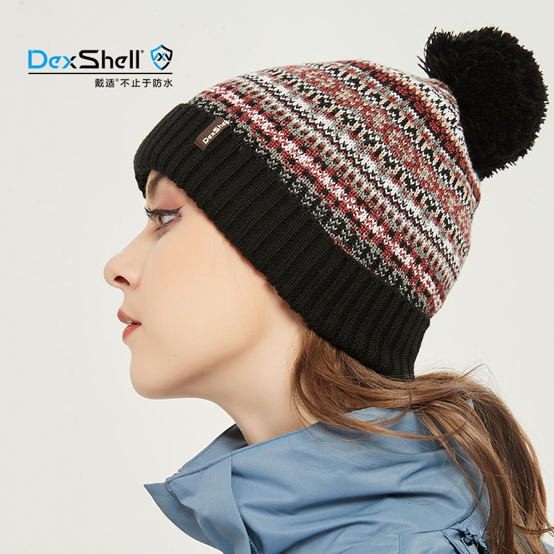 戴适DexShell冬季保暖防风防水针织风雪帽男女户外滑雪登山帽_虎窝淘