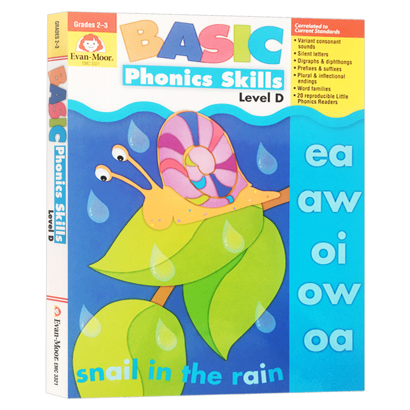 基础练习系列 自然拼读D级 二至三年级 Basic Phonics Skills Level D 英文原版美国加州小学英语教辅 Evan ...