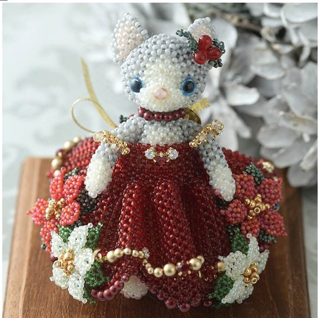 DIY handmade beaded material bag big head lea wedding lady cat Japanese ...