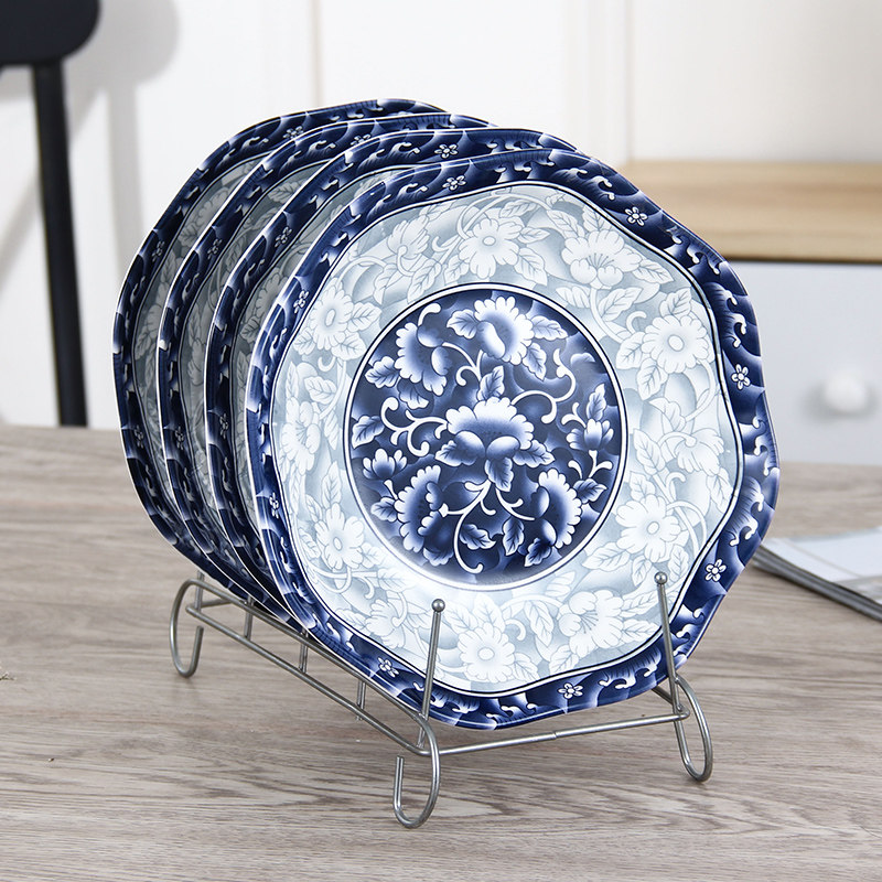 日式青花釉下彩创意方形陶瓷盘子深菜盘家用餐具汤盘碟2-4个套装_虎窝淘