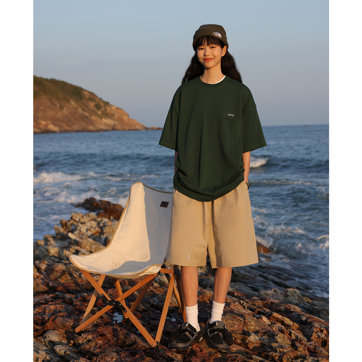 KOUEMGI空味日系夏季简约纯色300g重磅短袖T恤男宽松休闲上衣_虎窝淘