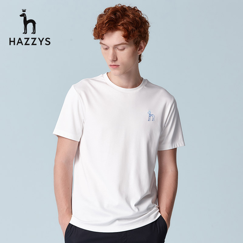 哈吉斯hazzys官方夏季男士短袖圆领透气t恤男韩版时尚休闲上衣潮_虎窝淘
