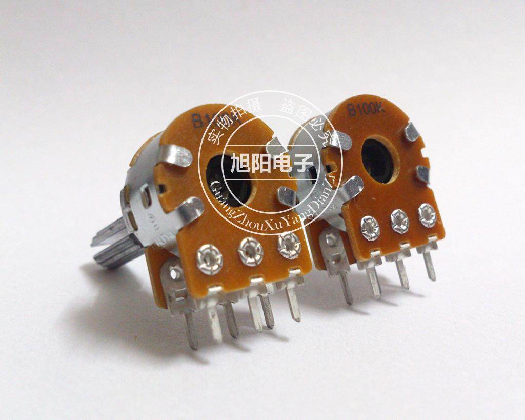 ALPHA进口B100K双联B104带中点平衡音响功放电位器6脚花柄25mm_虎窝淘