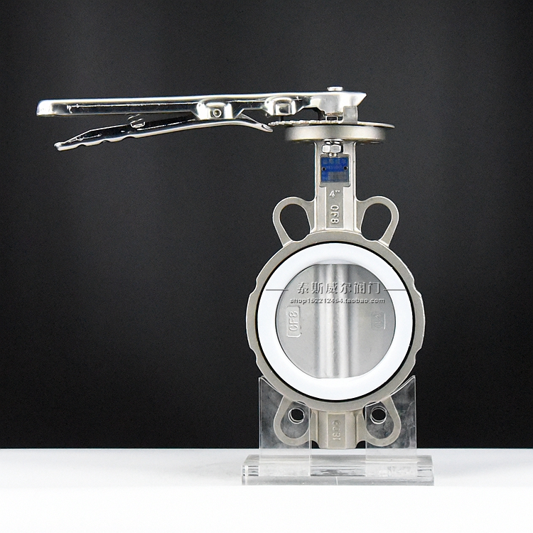 手柄对夹式不锈钢蝶阀 D71F-10/16P 304手柄304阀体304板四氟乙烯_虎窝淘