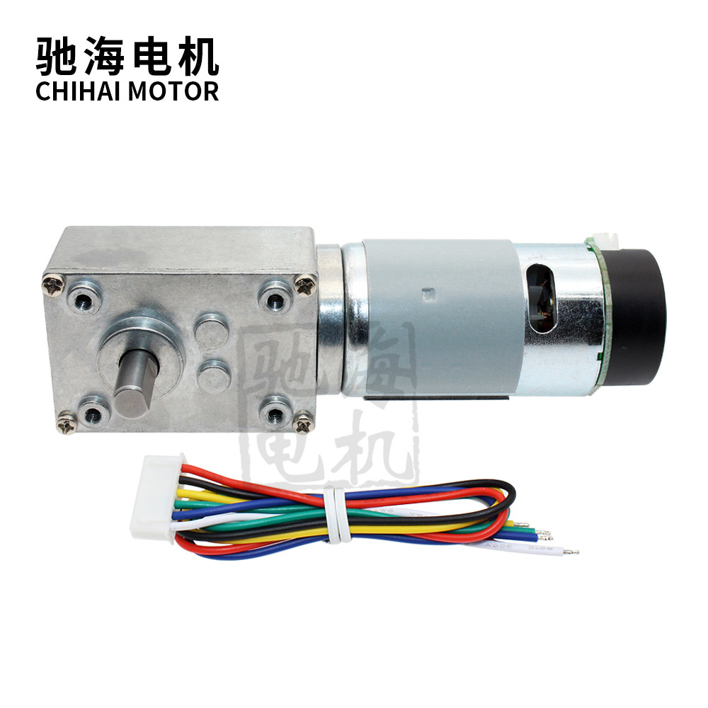 工厂直销GW4058涡轮涡杆555直流减速电机磁性霍尔编码器测速马达_虎窝淘