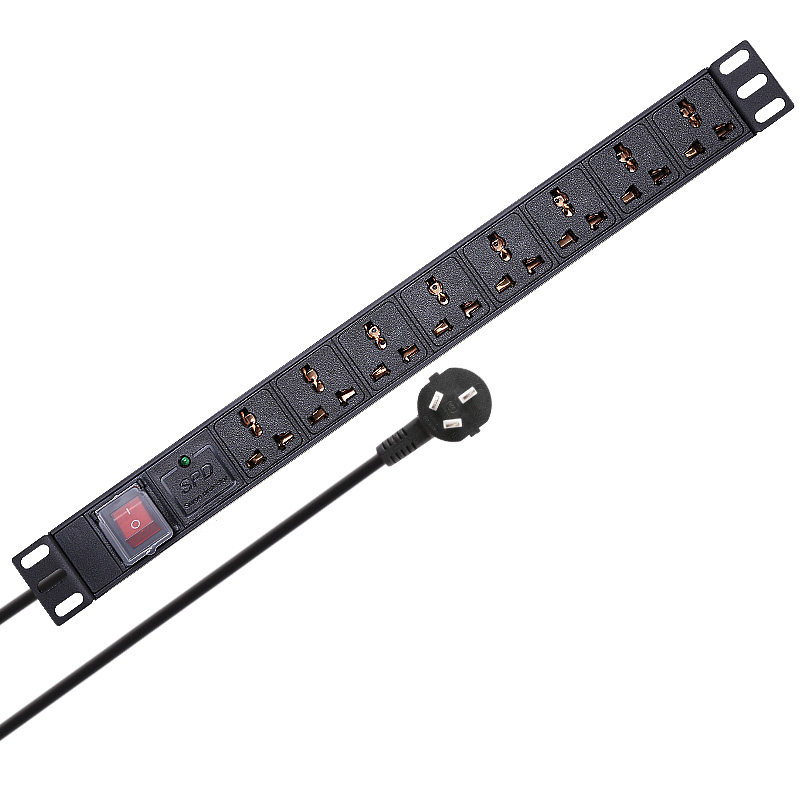 PDU机柜专用电源插座8位10A双断开关防雷浪涌铝合金排插排接线板_虎窝淘