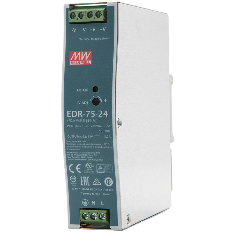 EDR-75-24台湾明纬76.8W24V3.2A导轨开关电源超薄工业经济金属壳_虎窝淘