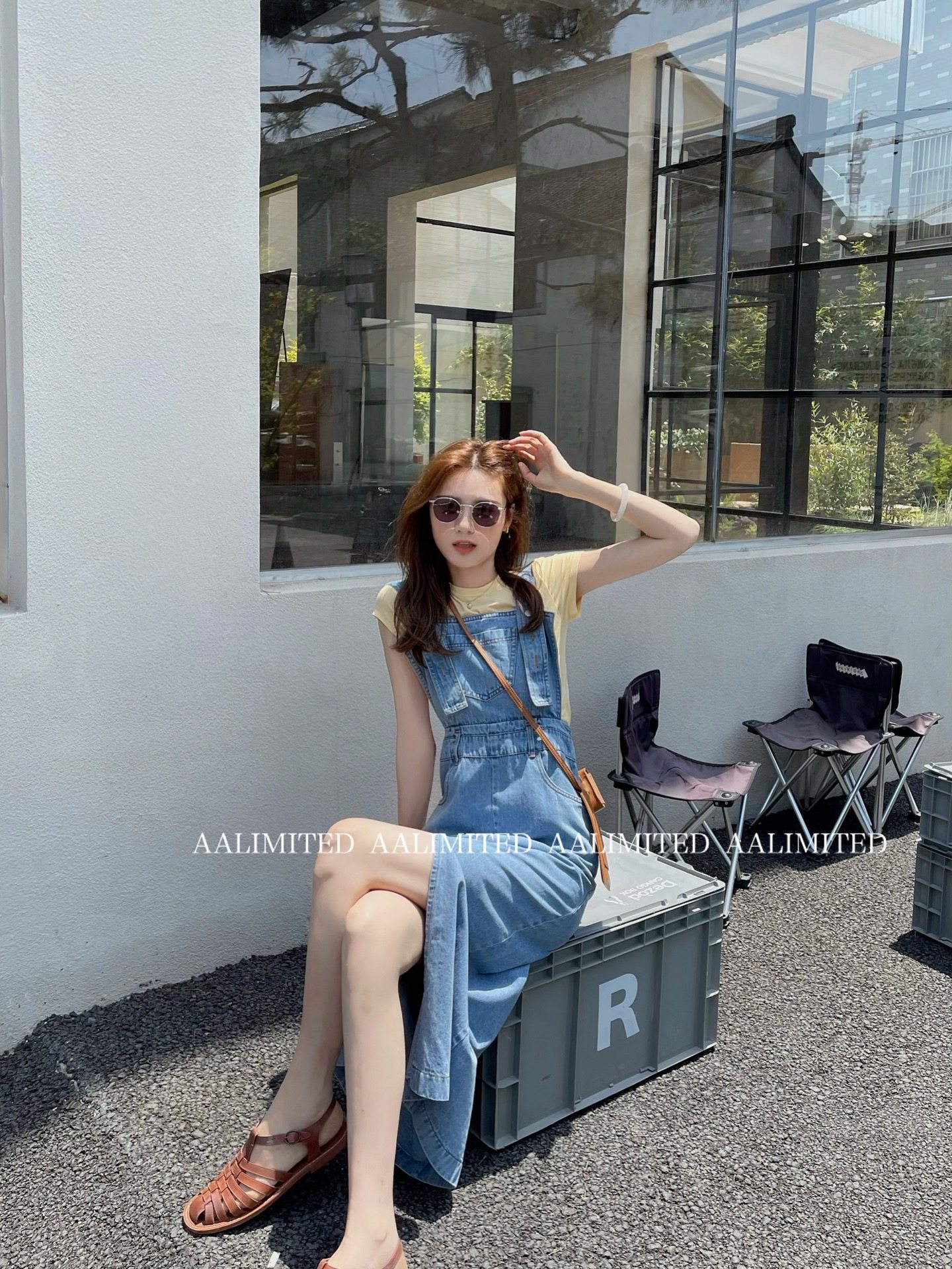 AA LIMITED by aaaaxbbb今夏做辣妹！超模开衩背带裙（两个长度）_虎窝淘