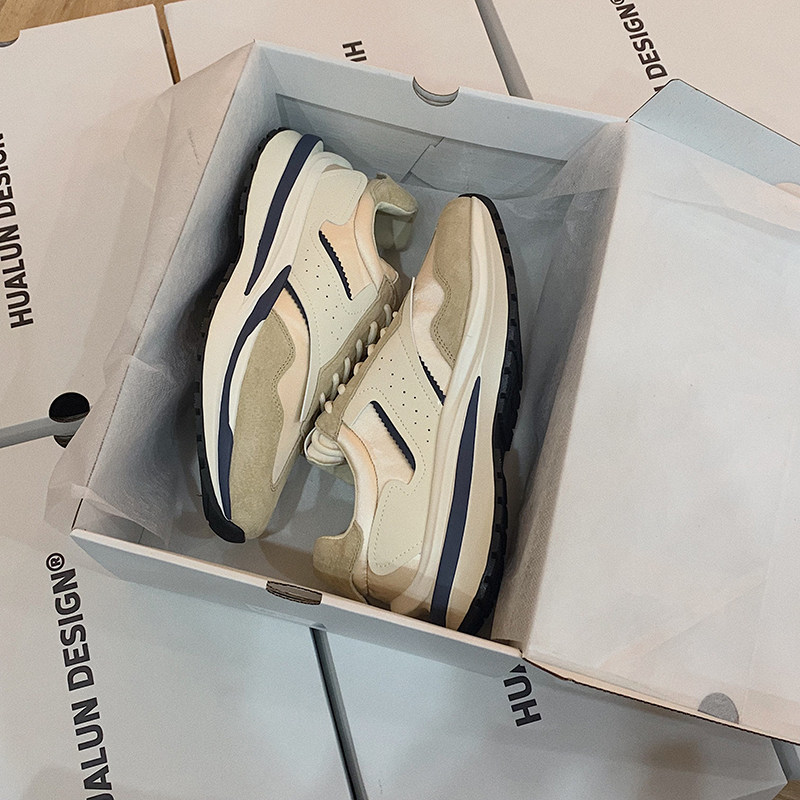 Hualun春季新款日系百搭透气运动休闲跑步鞋男ins潮流老爹鞋子男_虎窝淘