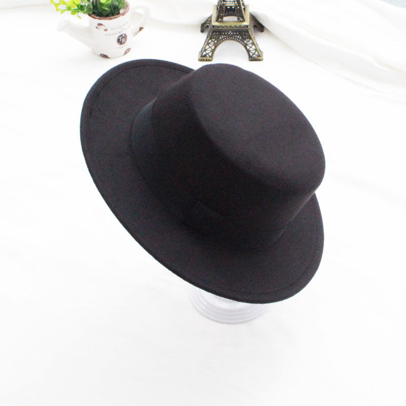 少儿街舞Popping帽子locking儿童机械舞表演成人毛呢礼帽平顶平沿_虎窝淘