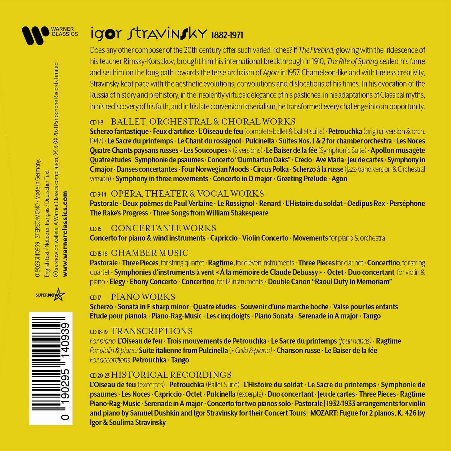 原版 Igor Stravinsky Edition斯特拉文斯基 50周年纪念套装23CD_虎窝淘