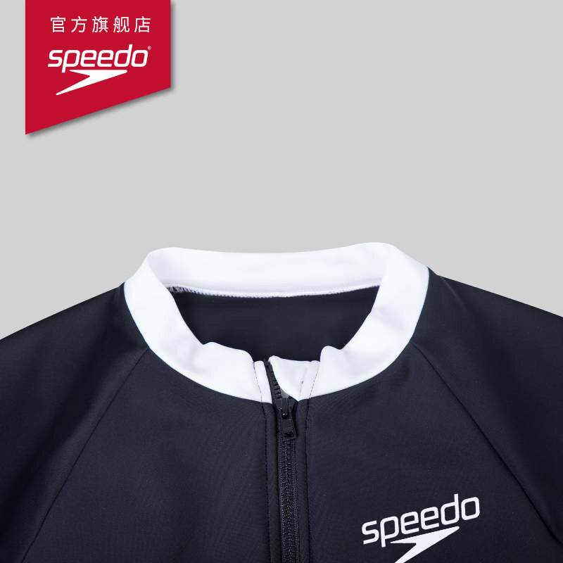Speedo/速比涛海岸线海夜款长袖防晒显瘦遮肚连体度假泳衣女冲浪_虎窝淘