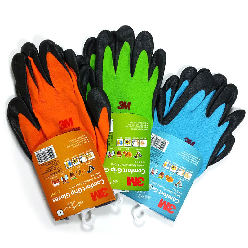 3M舒适型防滑耐磨手套防寒工作劳动丁腈掌浸手套劳保防护施工_虎窝淘