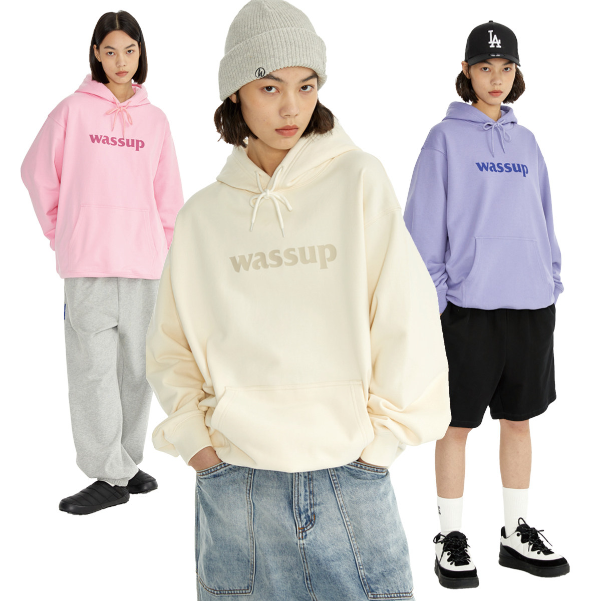 WASSUP潮牌卫衣男装上衣服外套连帽衫重磅加绒套头秋冬女百搭国潮_虎窝淘