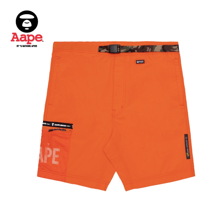 Aape男装春夏猿颜徽章自带迷彩腰带网格口袋拼接休闲短裤6624XXE_虎窝淘