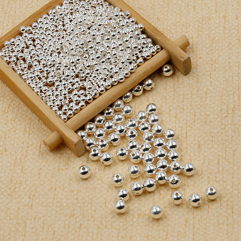 2MM起银珠珠光珠圆珠S925纯银素银散珠手工串珠DIY配件红绳手脚链_虎窝淘