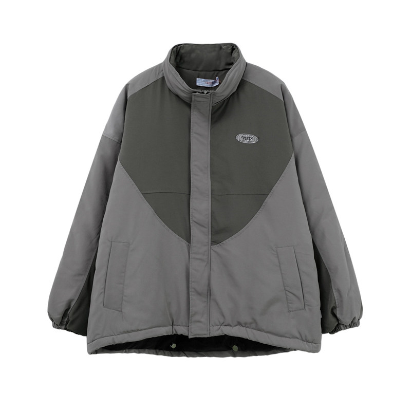 【F426官方店】国潮情侣嘻哈复古撞色棉服宽松os街头hiphop外套_虎窝淘