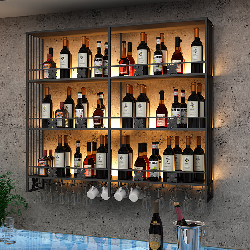 酒吧红酒架酒柜壁挂创意红酒杯架倒挂墙上白酒置物架葡萄酒展示架_虎窝淘