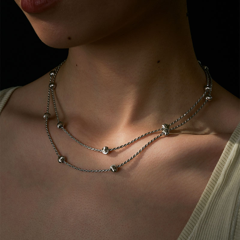 PAUSA ANN s925小众设计原创猫眼珠光泽感麻花高级感项链_虎窝淘