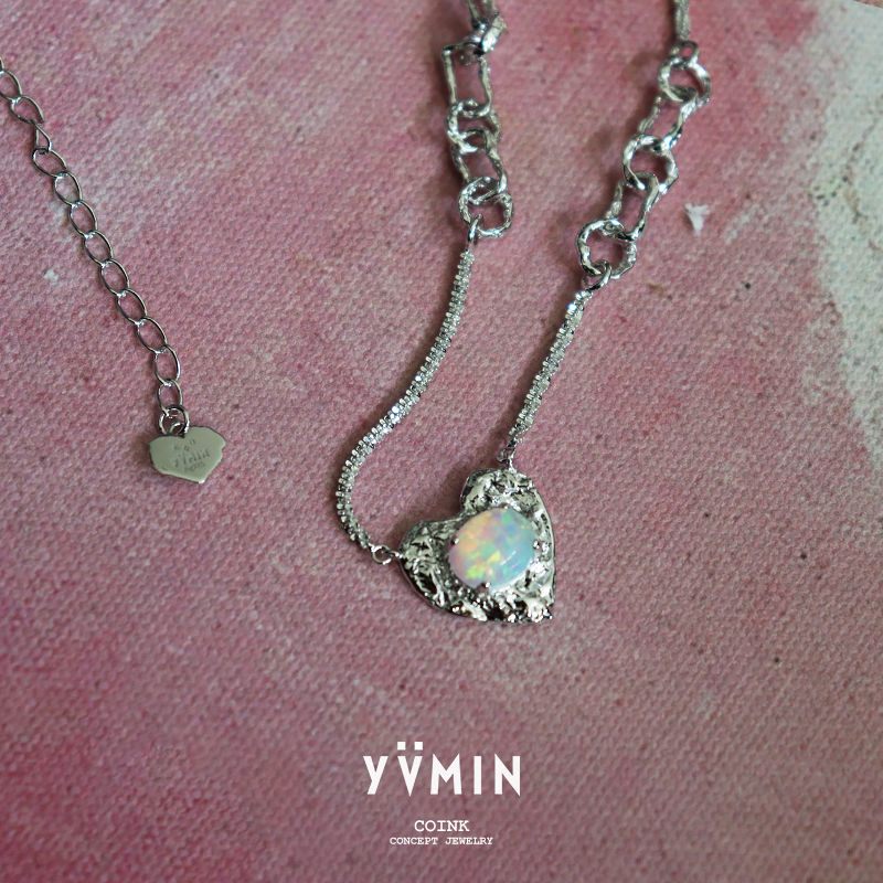 YVMIN尤目甜食系列欧泊爱心形糖纸项链 925纯银原创设计锁骨链_虎窝淘