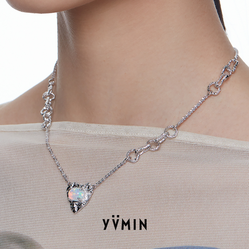 YVMIN尤目甜食系列欧泊爱心形糖纸项链 925纯银原创设计锁骨链_虎窝淘